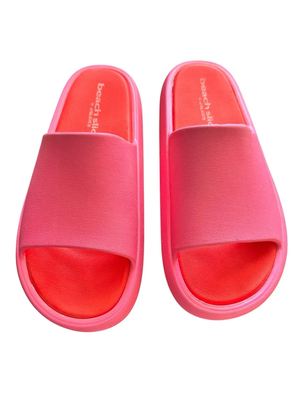 J Slides | Shoes | J Slides Squish Pink Orange Eva Wide Band Peep Toe ...